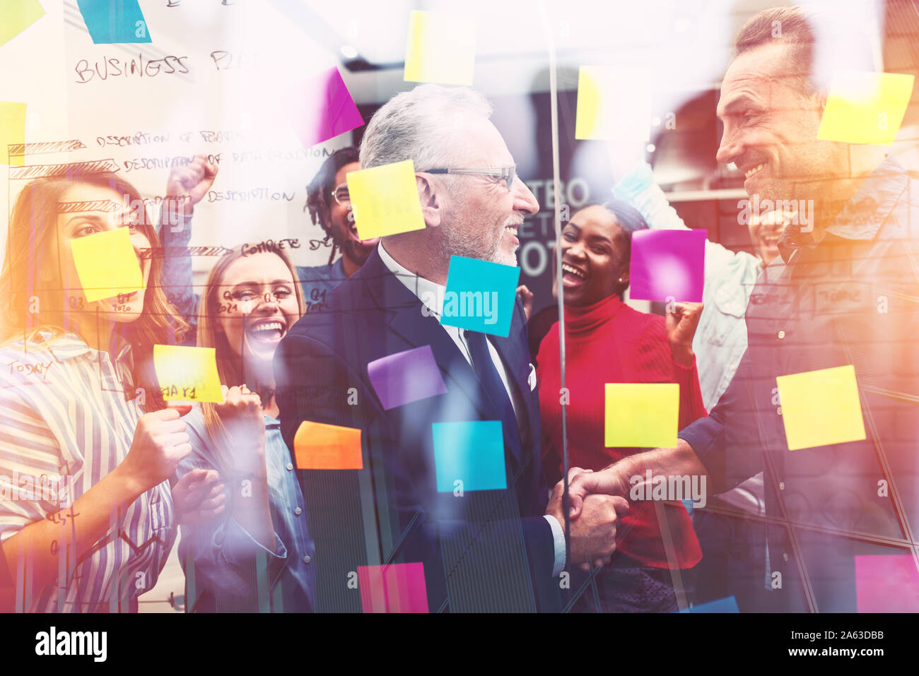 Team of happy people work together. concept of teamwork, partnership ...