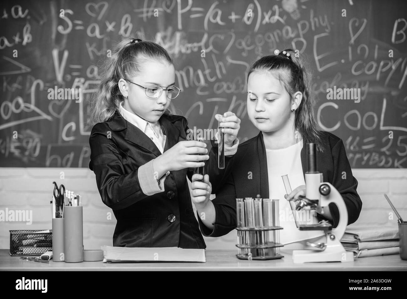 Science concept. Private school. Gymnasium students with in depth study ...