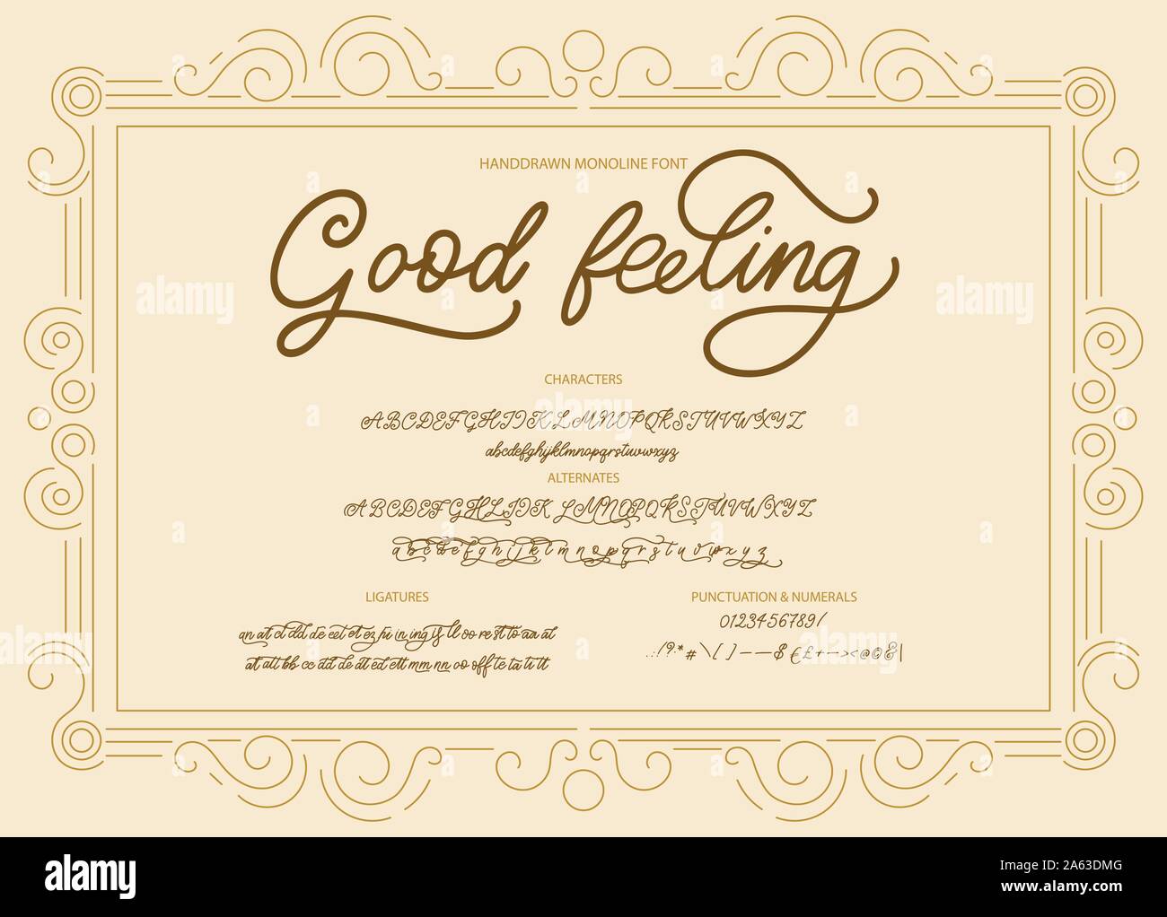 Hand drawn calligraphic vector monoline font. Distress signature ...