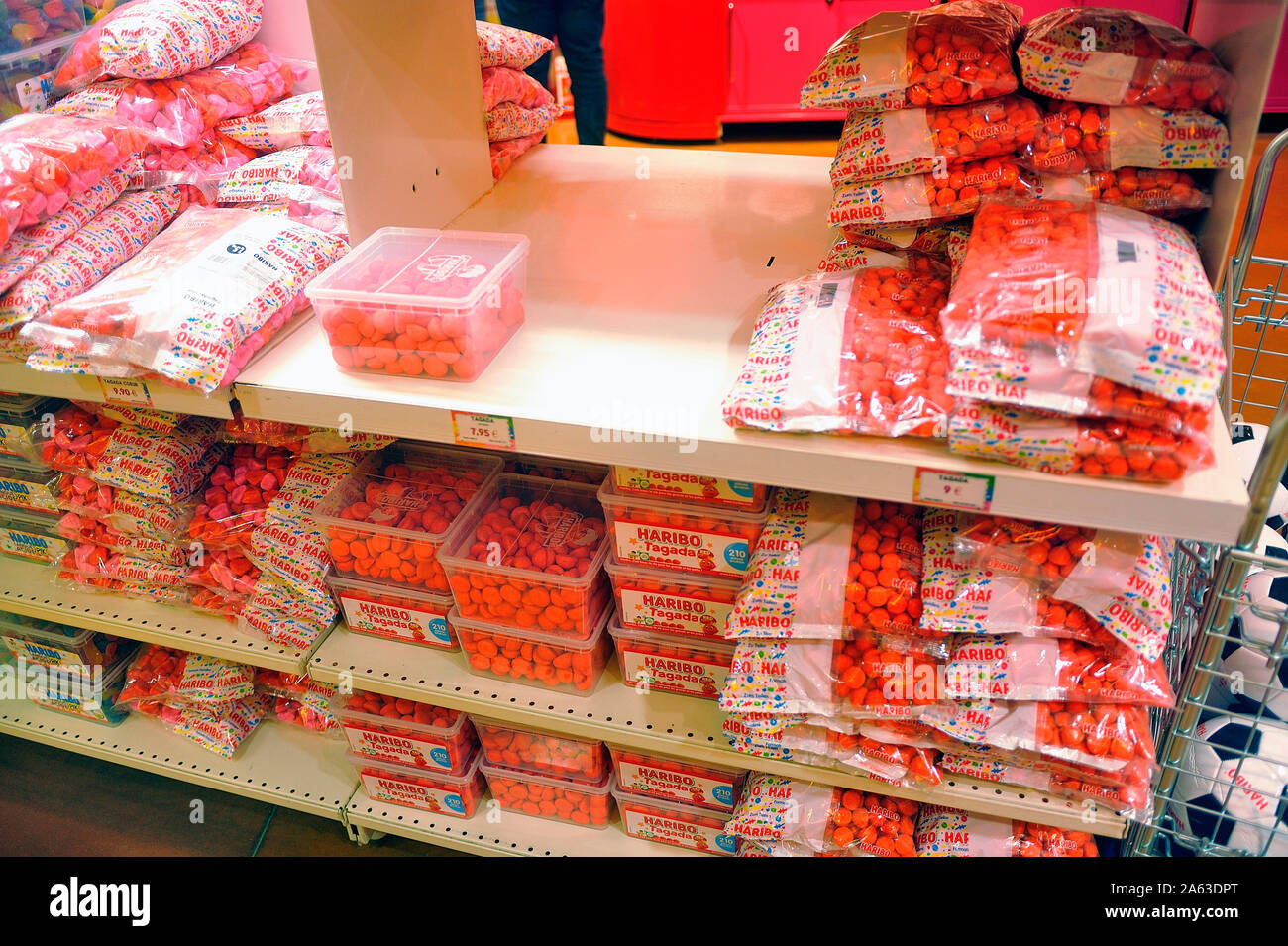 the interior and the shelves of the Haribo shop in Uzes in the French ...