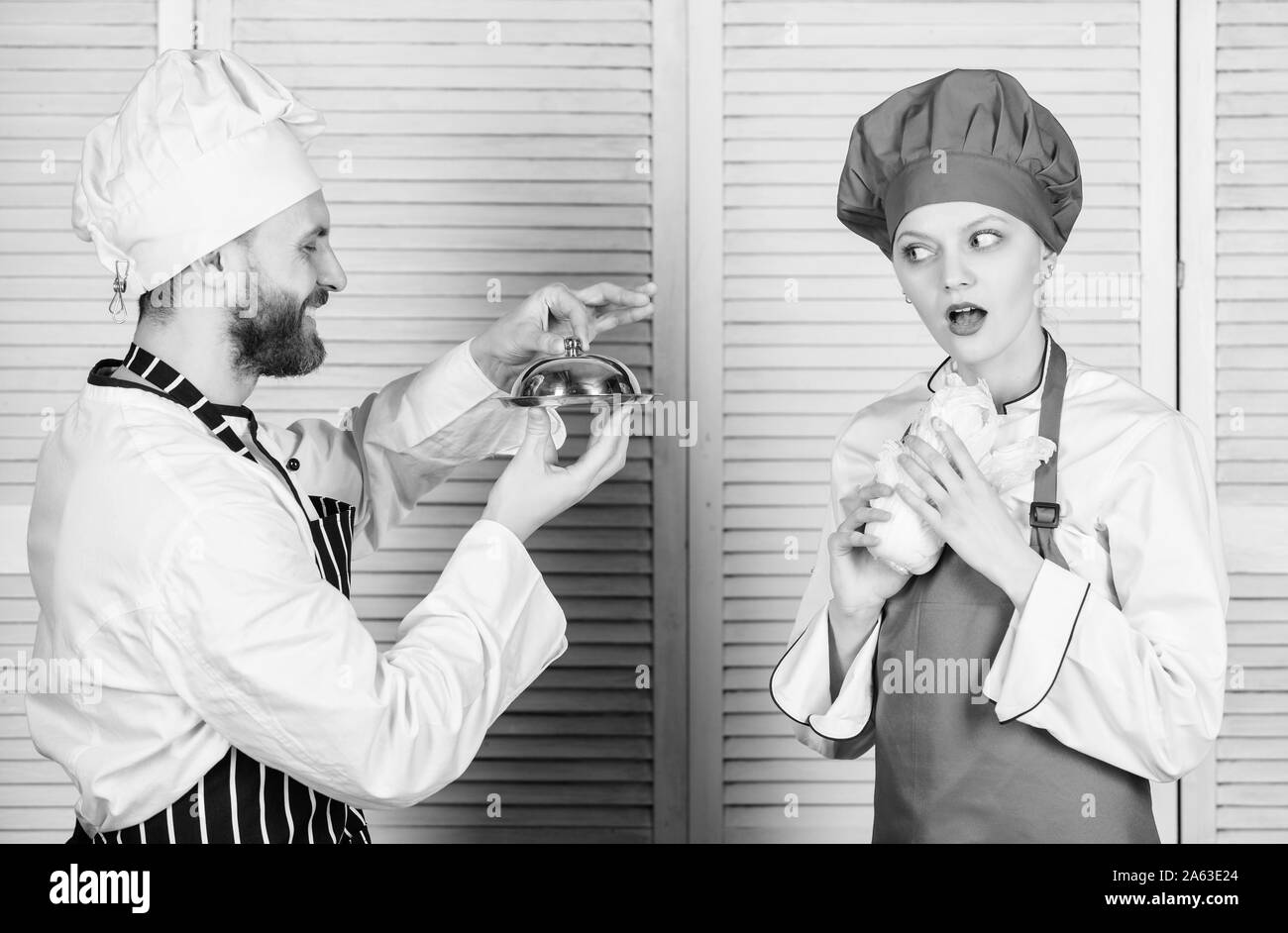 Romantic couple. secret ingredient by recipe. cook. Menu planning ...