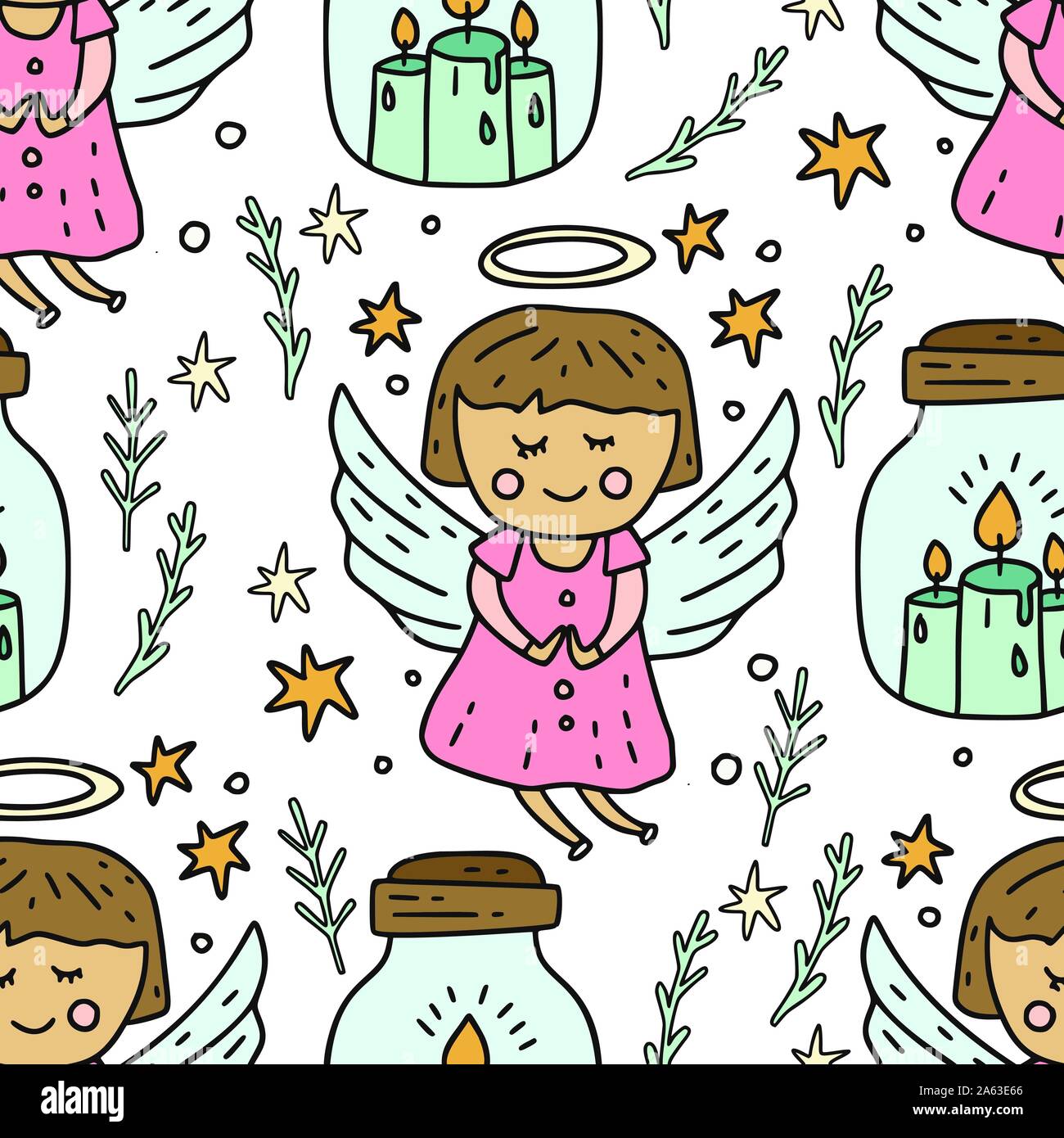 Winter seamless vector pattern. Christmas doodle cartoon illustration ...