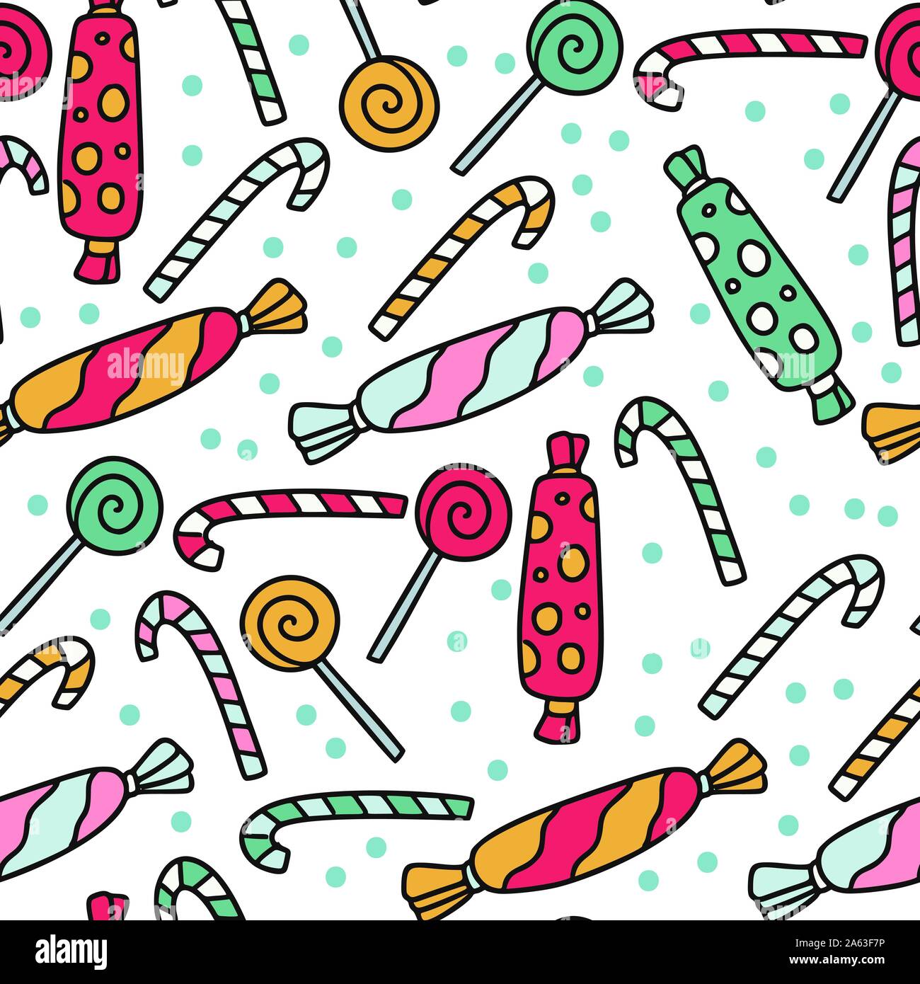 Winter seamless vector pattern. Christmas doodle cartoon illustration ...