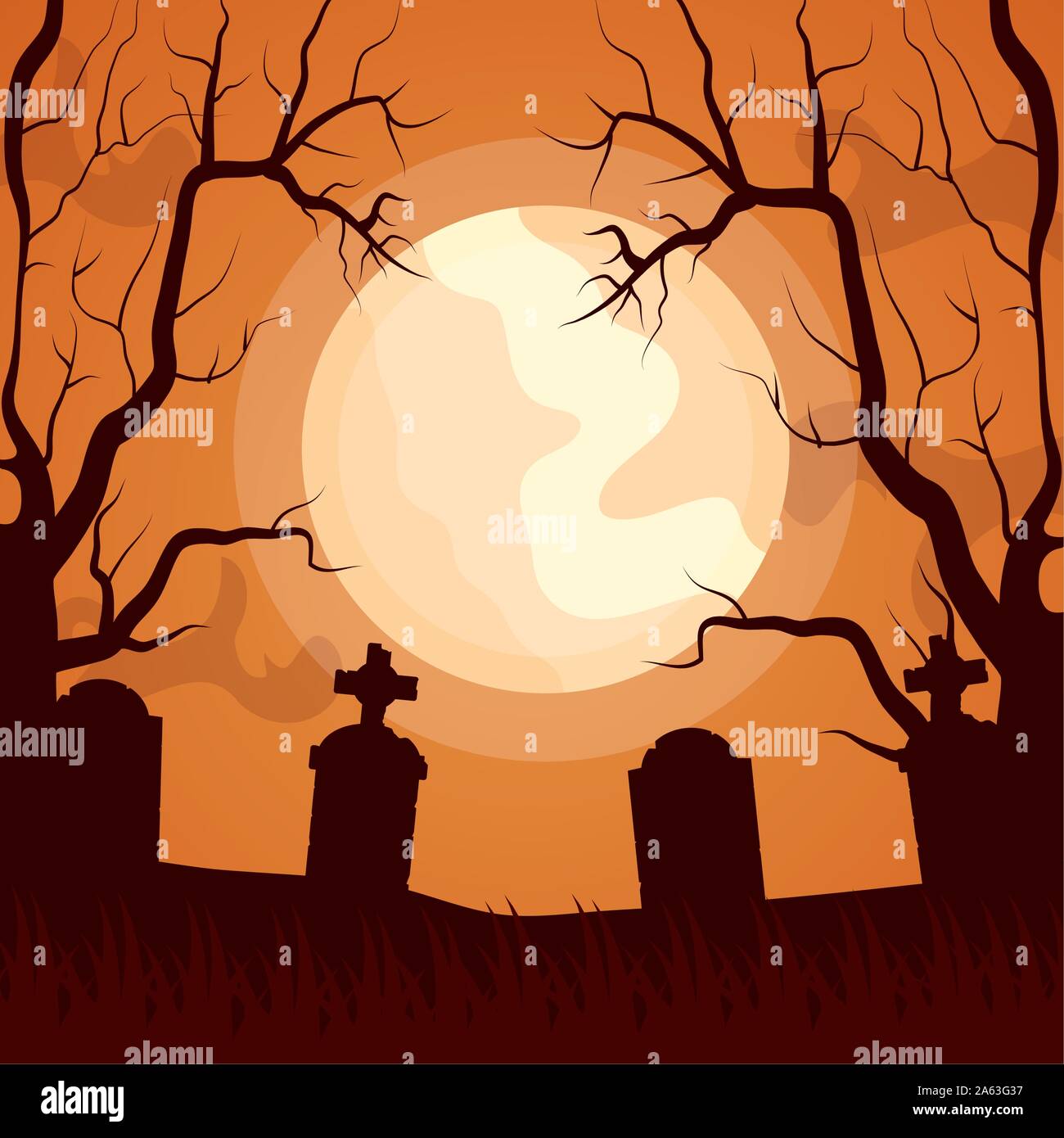 halloween dark cemetery scene icon Stock Vector Image & Art - Alamy