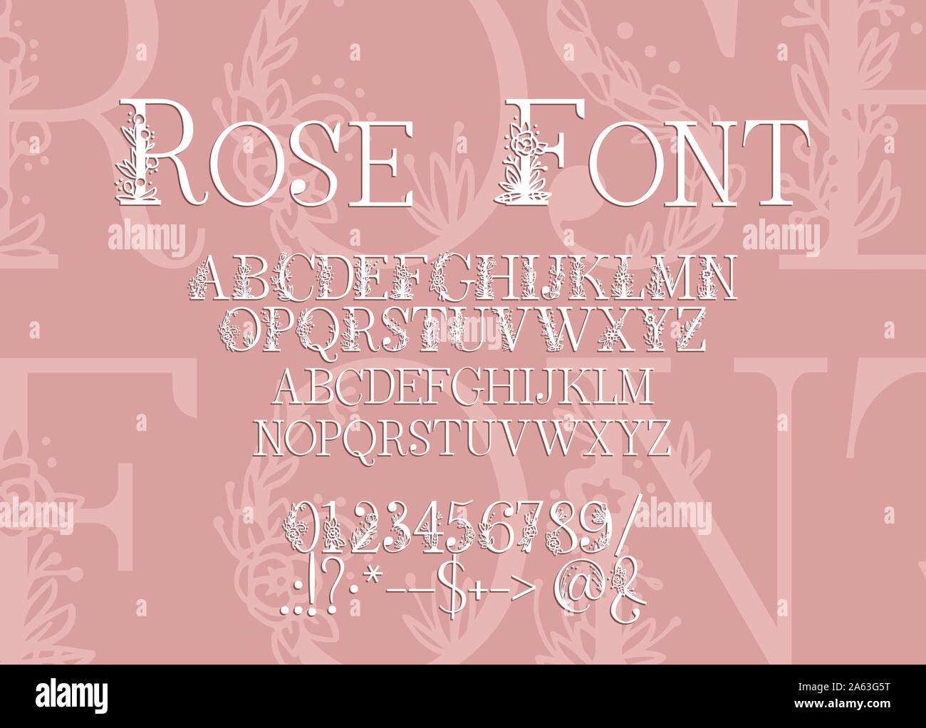 Hand drawn calligraphic vector serif font. Distress ornate floral ...