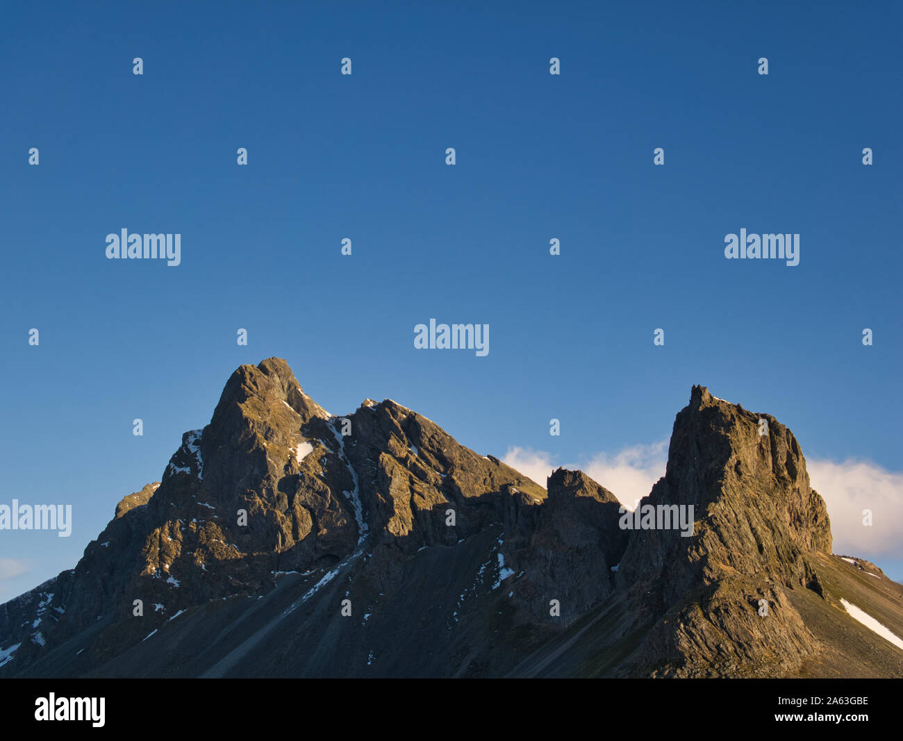 Mighty mountain massif in Iceland in the morning at sunrise Stock Photo ...