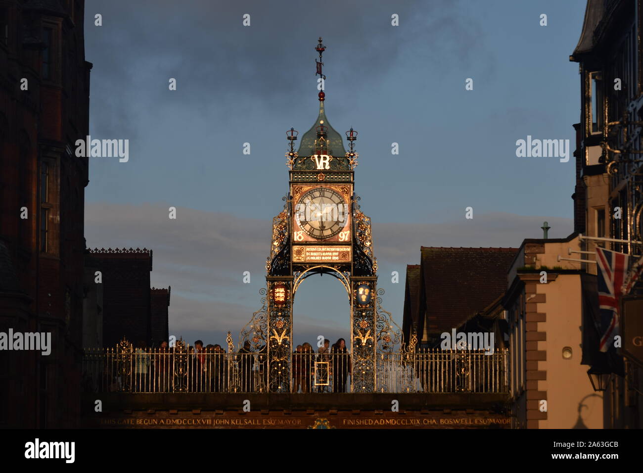 Chester's Eastgate Clock in the Evening Sun Stock Photo - Alamy