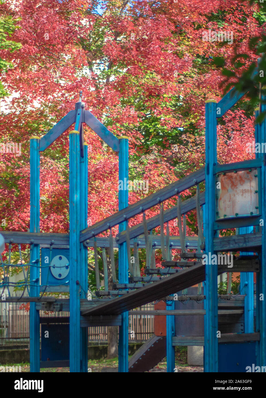 autumn foliage in a children's playground. Milan - Italy Stock Photo ...