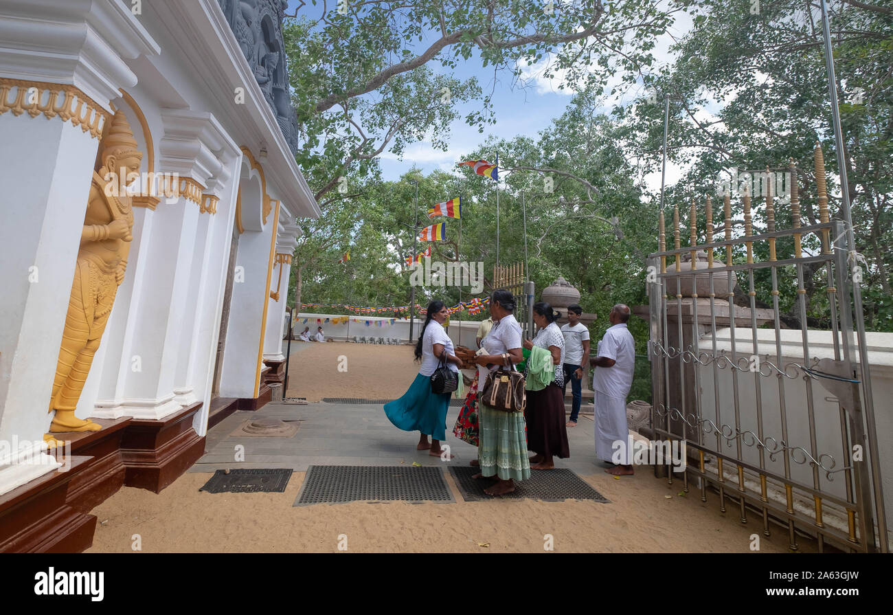 Anuradhapura/ Sri Lanka - AUGUST 07, 2019: Many people Sacred Bodhi ...