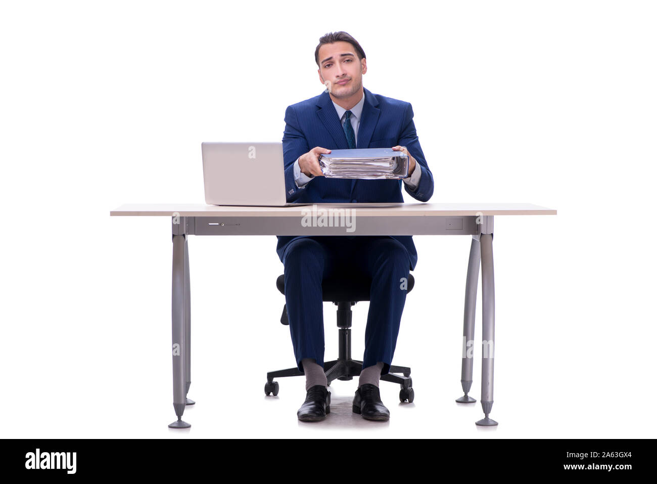 The employee working isolated on white background Stock Photo - Alamy
