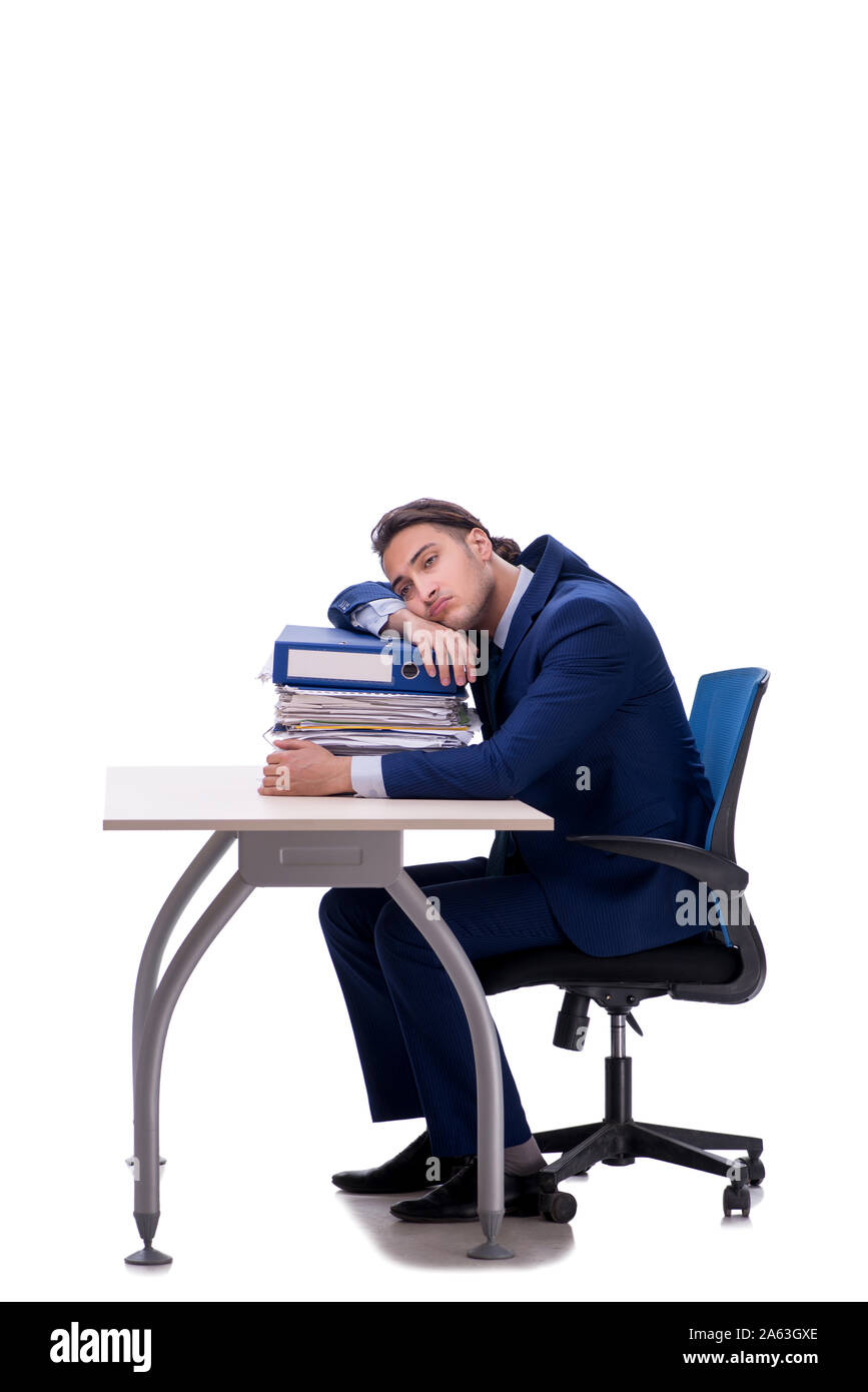 The employee working isolated on white background Stock Photo - Alamy