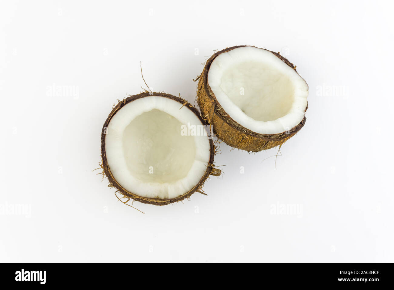 Top view of cracked Coconut isolated on white Stock Photo - Alamy