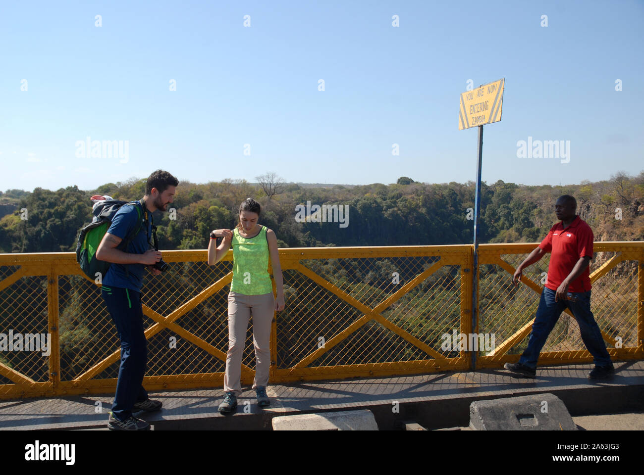 You Are Now Entering Zambia Sign, Victoria Falls Bridge, Zimbabwe ...