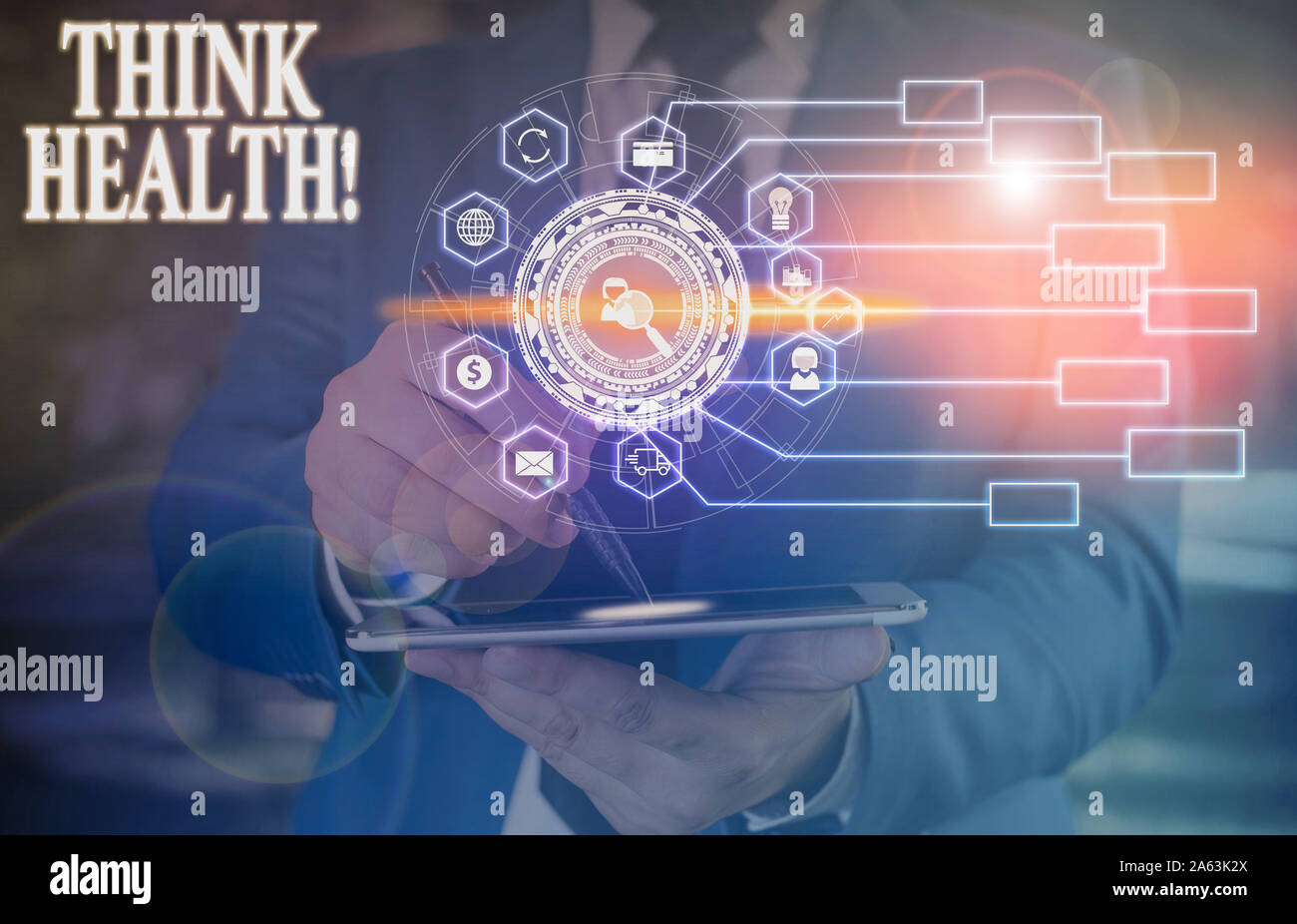 Text sign showing Think Health. Business photo text state of complete ...