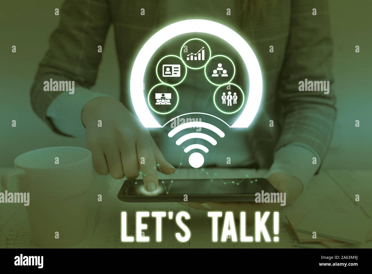 Conceptual hand writing showing Let S Talk. Concept meaning they are ...