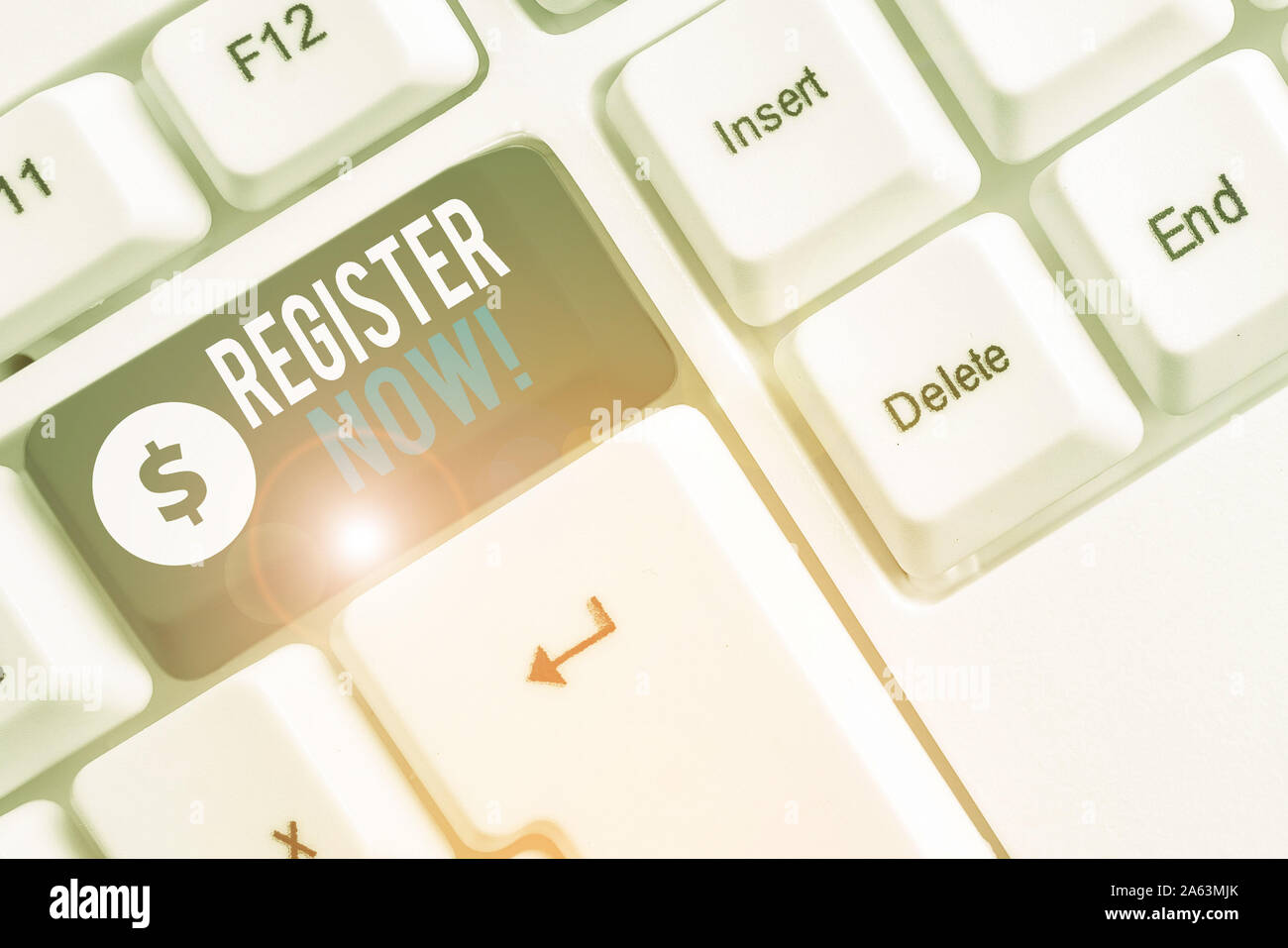 Text sign showing Register Now. Business photo showcasing official list ...