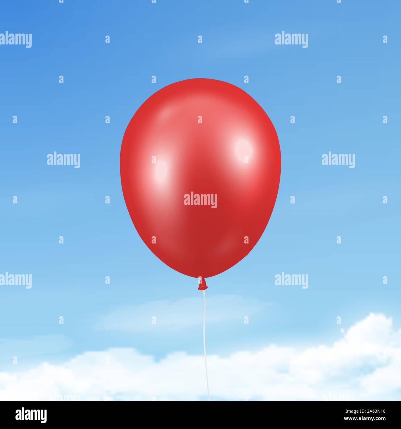 Vector 3d Realistic Glossy Metallic Red Balloon Icon Closeup on Blue ...