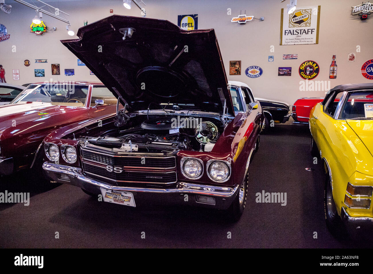 Punta Gorda, Florida, USA – October 13, 2019: Maroon 1970 Chevrolet ...