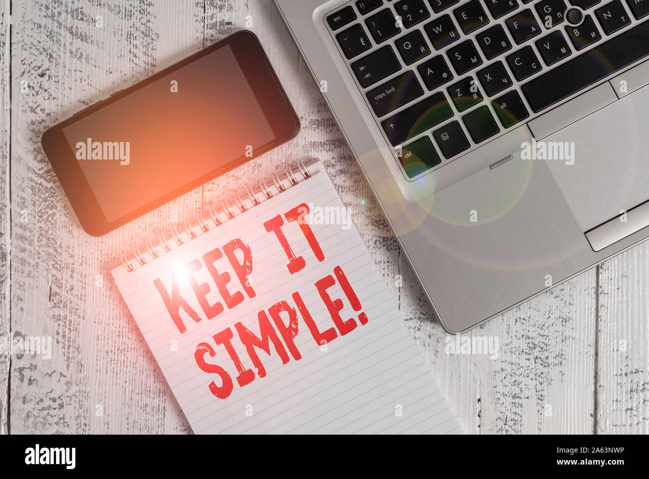Text sign showing Keep It Simple. Business photo showcasing ask ...