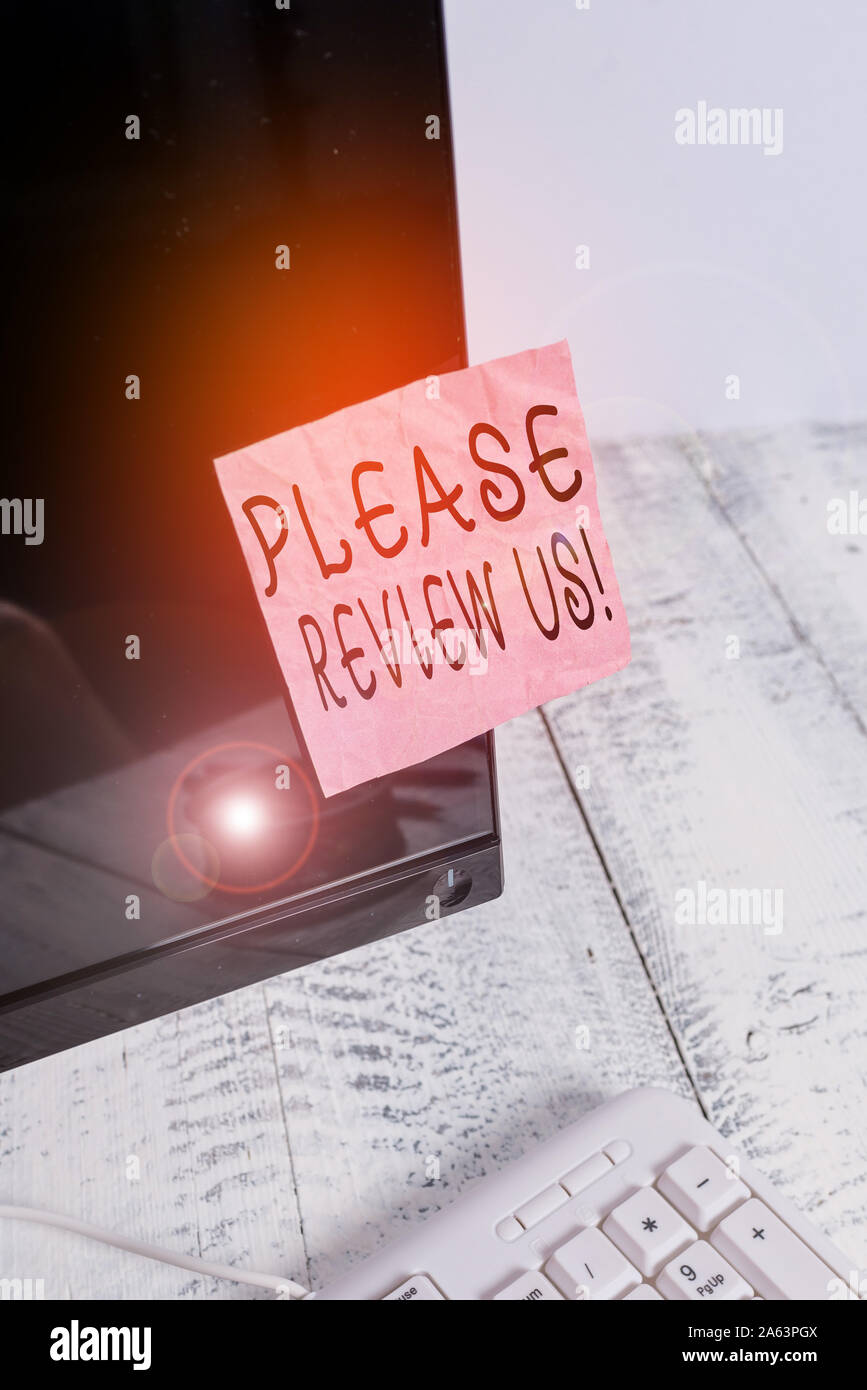 Conceptual hand writing showing Please Review Us. Concept meaning ...