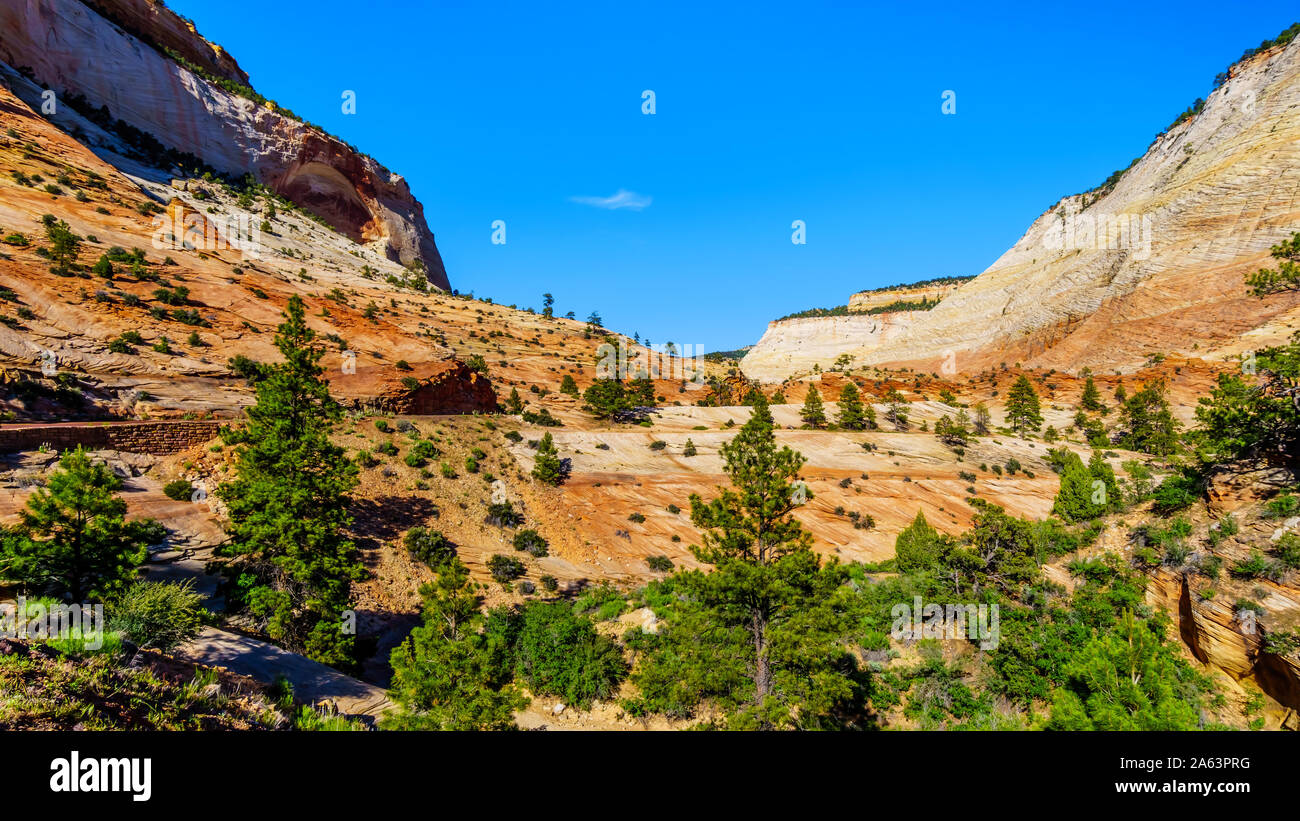 The white, yellow and orange colors of the sandstone Mountains and ...