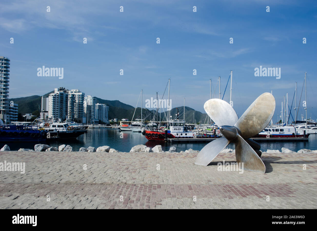 Morning scene in Marina Santa Marta. Marina Santa Marta is located in ...