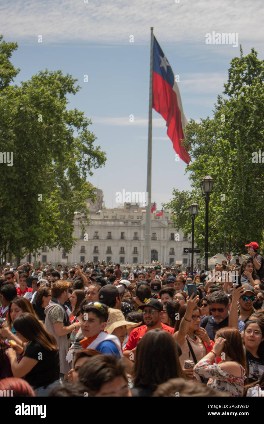 Peaceful demonstration at Paseo Bulnes, Santiago de Chile, 2019 Stock ...