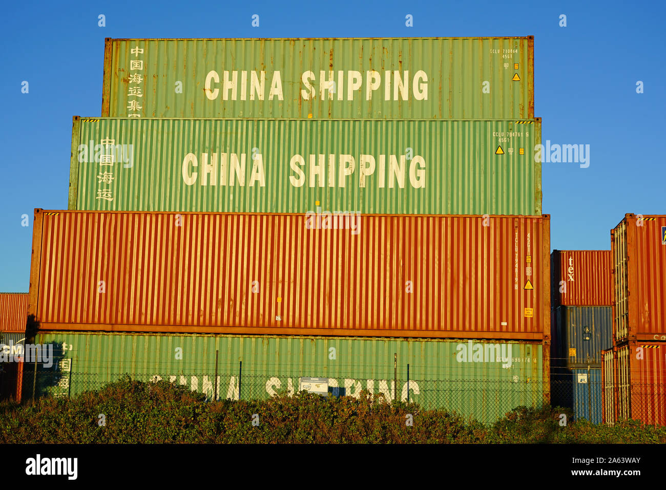 FREMANTLE, AUSTRALIA -3 JUL 2019- View of shipping containers from ...