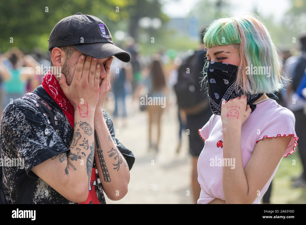 The enemies of Chilean government People protesters portraits at ...