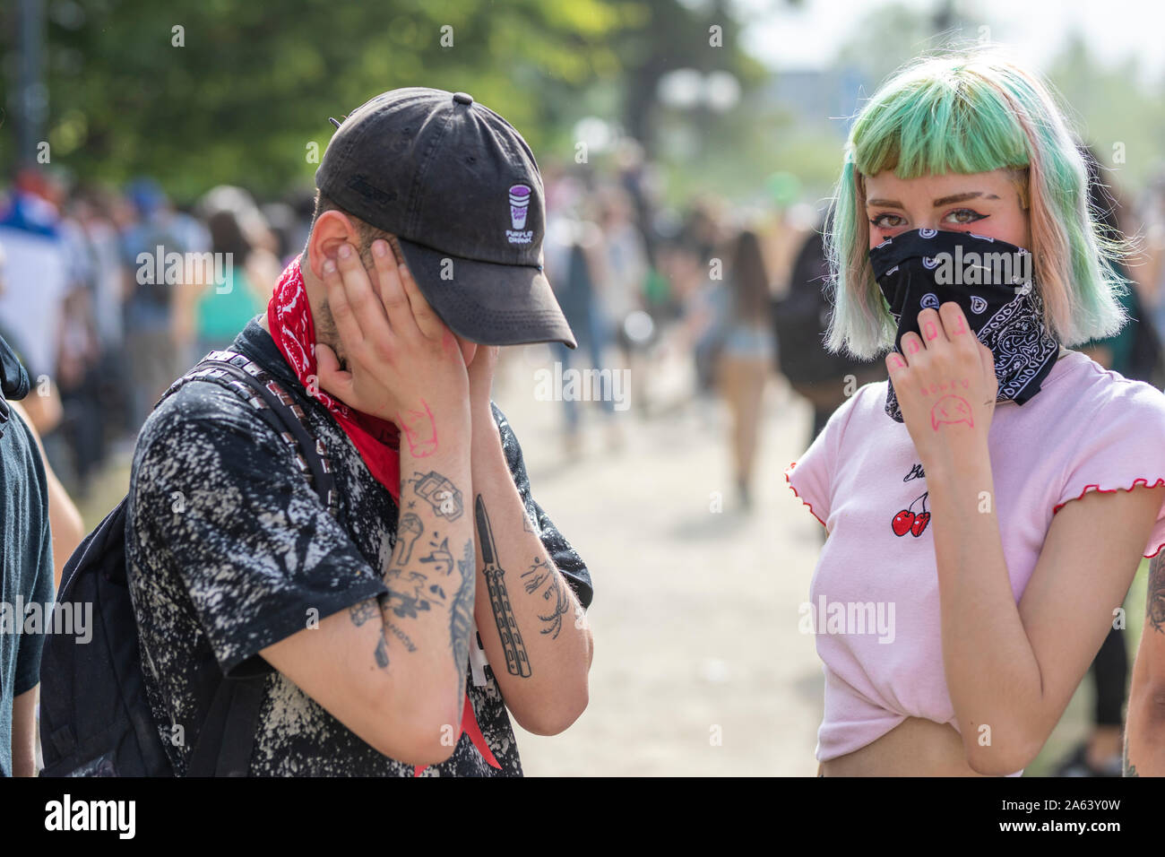 The enemies of Chilean government People protesters portraits at ...