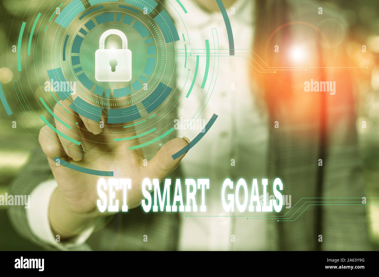 Writing note showing Set Smart Goals. Business concept for giving ...