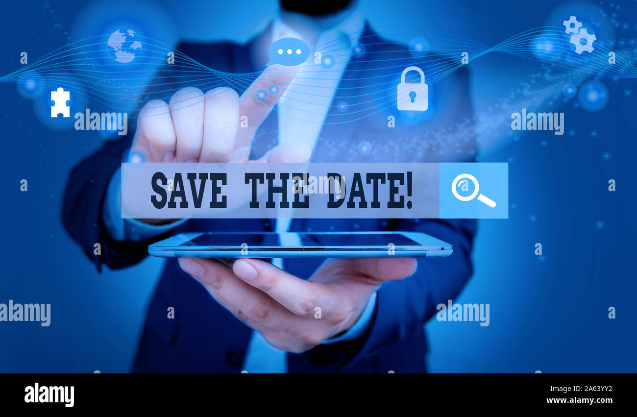 Word writing text Save The Date. Business photo showcasing remember not schedule anything else ...