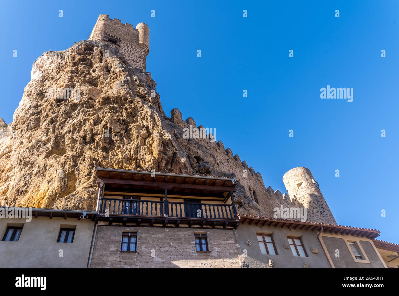 Frias aerial panorama of the medieval village with a castle and ...