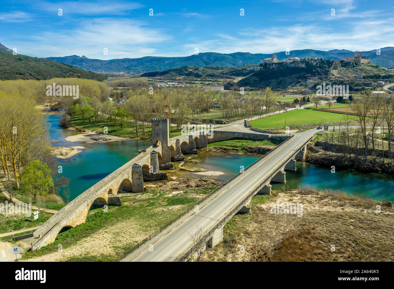 Frias aerial panorama of the medieval village with a castle and ...
