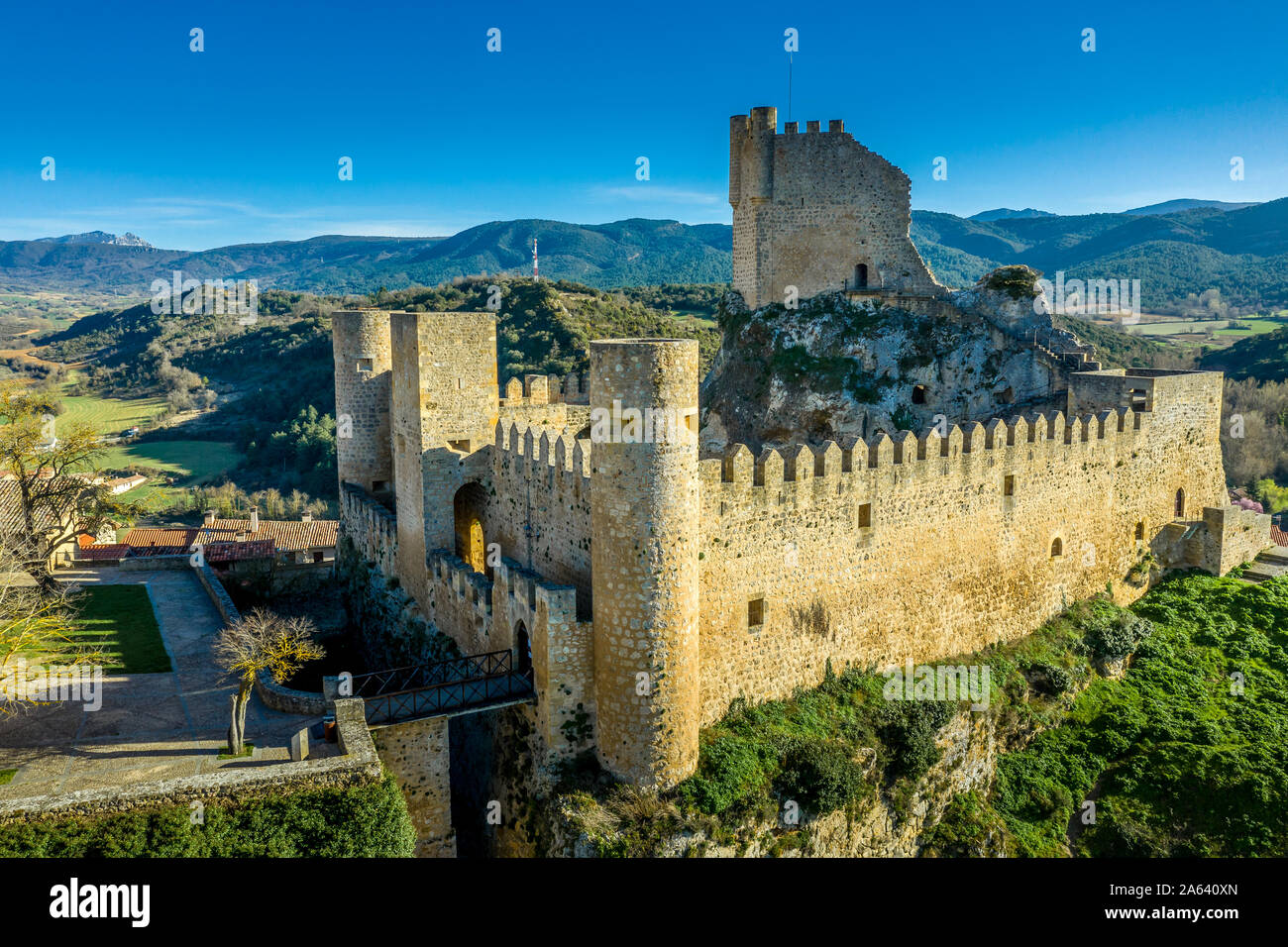 Frias aerial panorama of the medieval village with a castle and ...