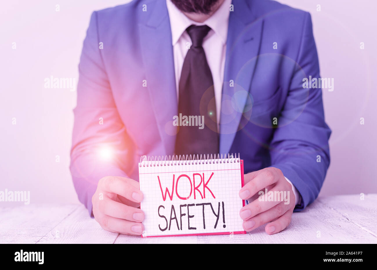 Writing note showing Work Safety. Business concept for policies and ...