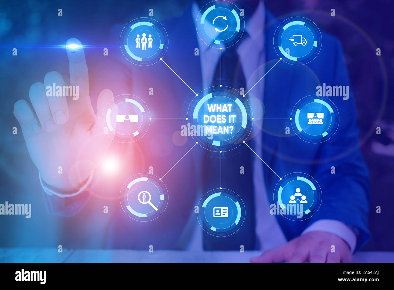 Text sign showing What Does It Mean question. Business photo text ...