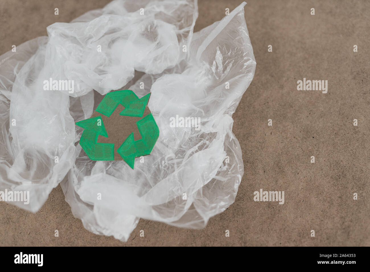 ecology and single-use plastic pollution concept, group of plastic bags ...