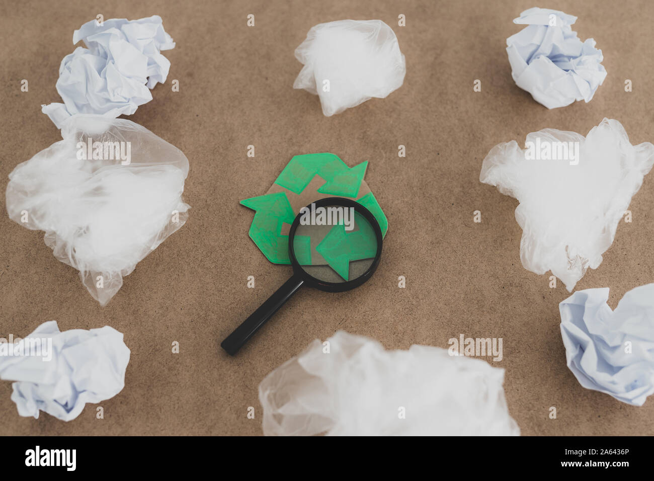 ecology and single-use plastic pollution concept, group of plastic bags ...