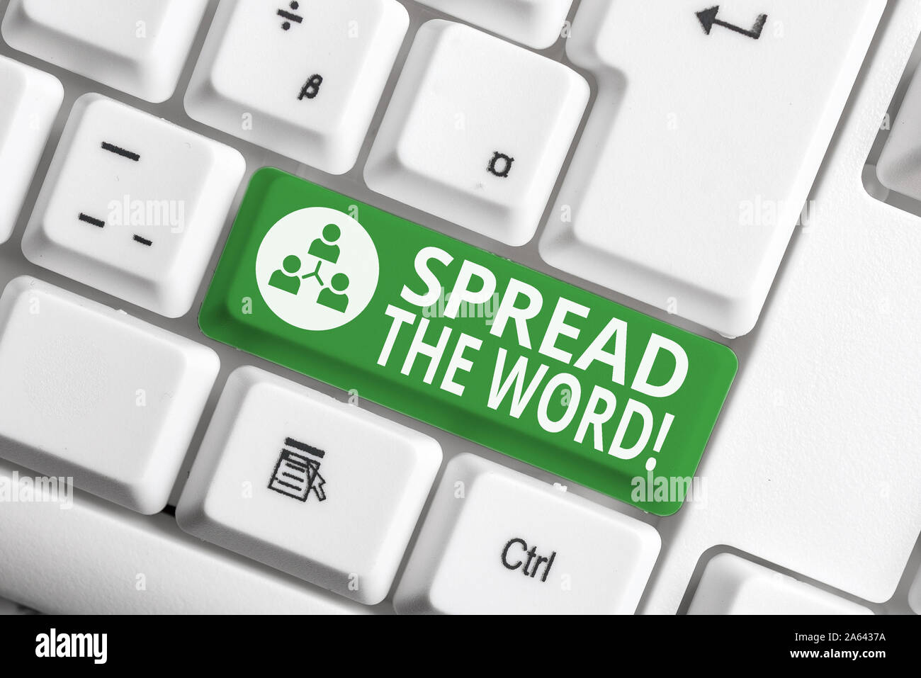 Writing note showing Spread The Word. Business concept for share the ...