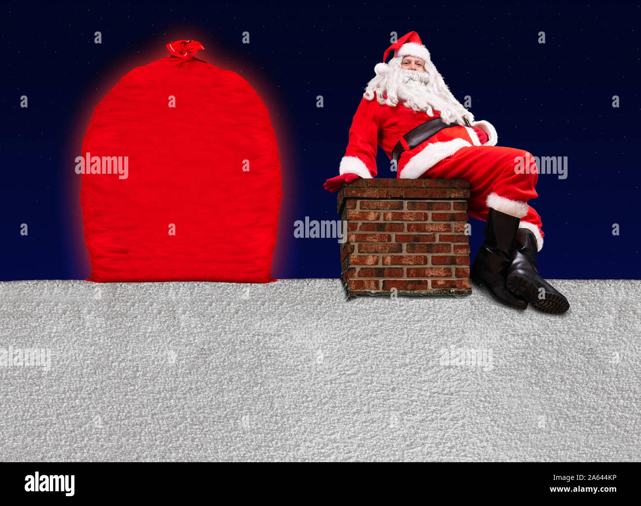 Santa Claus Sitting On Chimney High Resolution Stock Photography and ...