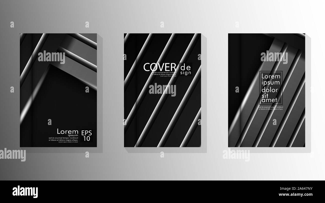 Background design of abstract dark and white geometric lines flyer ...