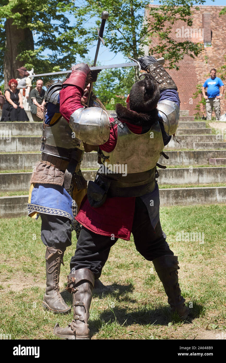 Middle age sword fighters in close combat Stock Photo - Alamy