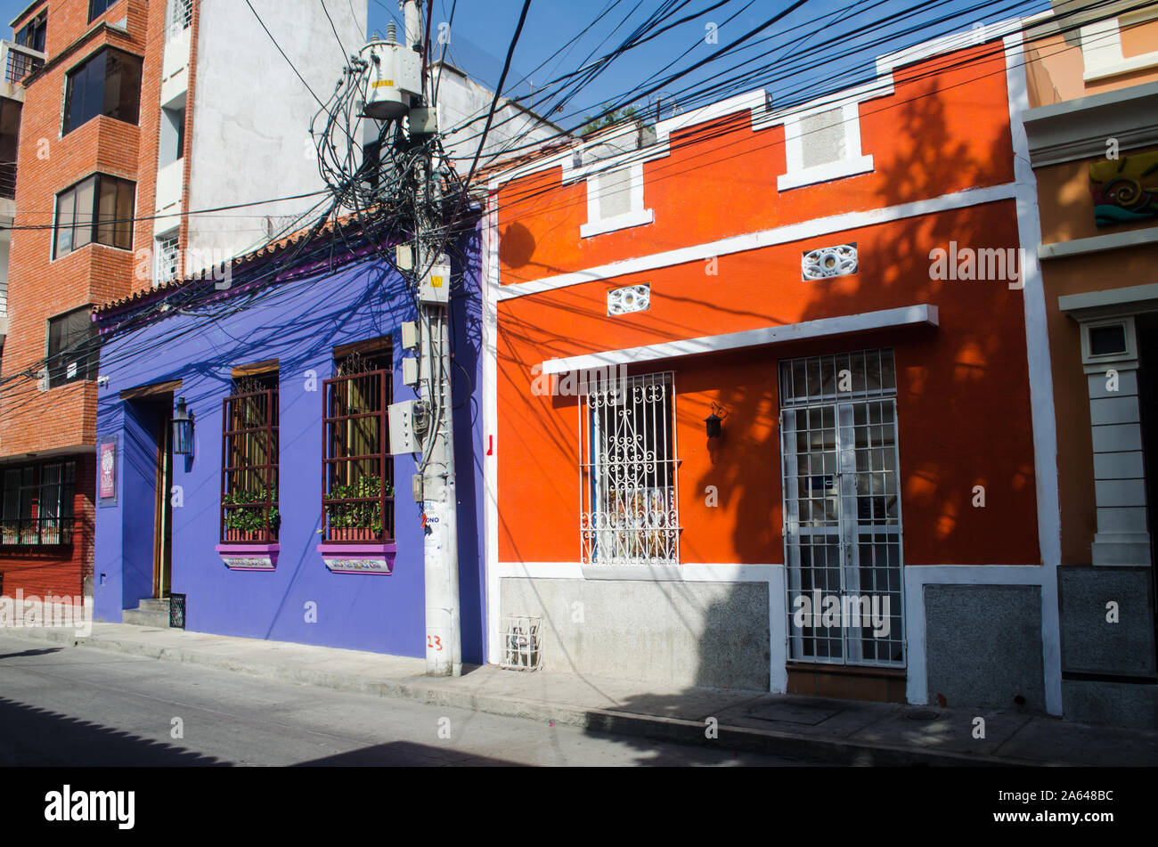 Colonial architecture in the Historic Center of Santa Marta Stock Photo ...