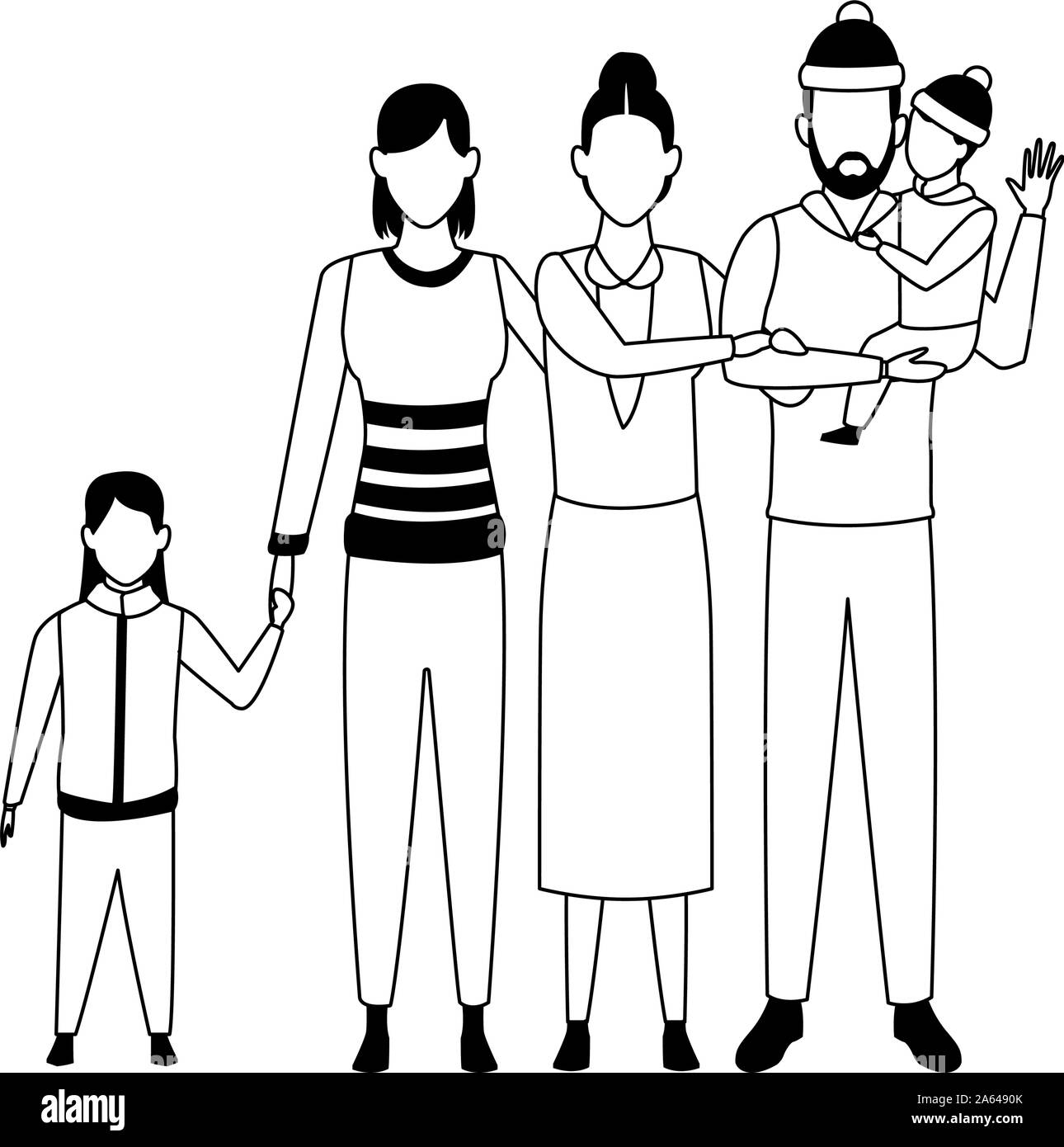 avatar family with old woman and kids Stock Vector Image & Art - Alamy