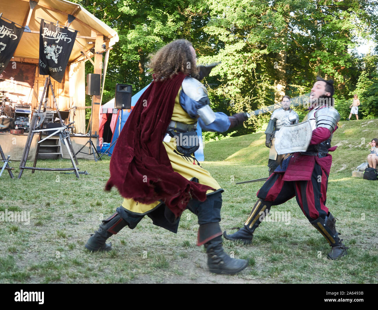 Middle age sword fighters in close combat Stock Photo - Alamy