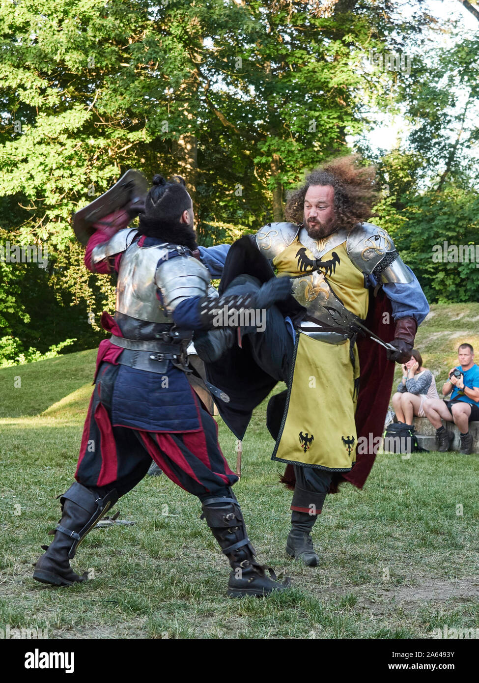 Middle age sword fighters in close combat Stock Photo - Alamy