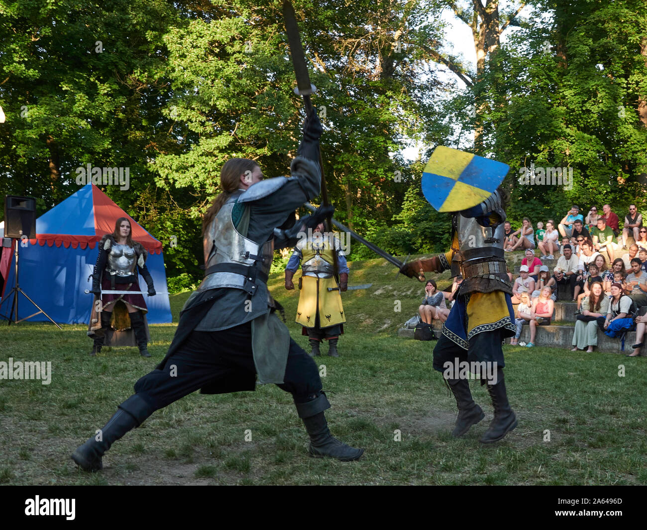 Middle age sword fighters in close combat Stock Photo - Alamy