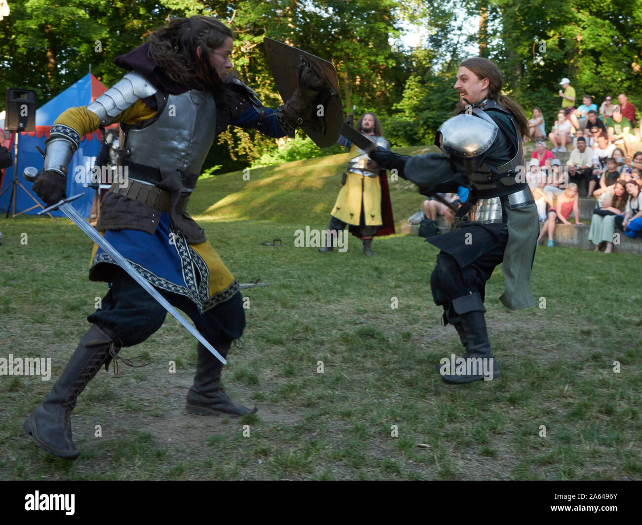 Middle age sword fighters in close combat Stock Photo - Alamy