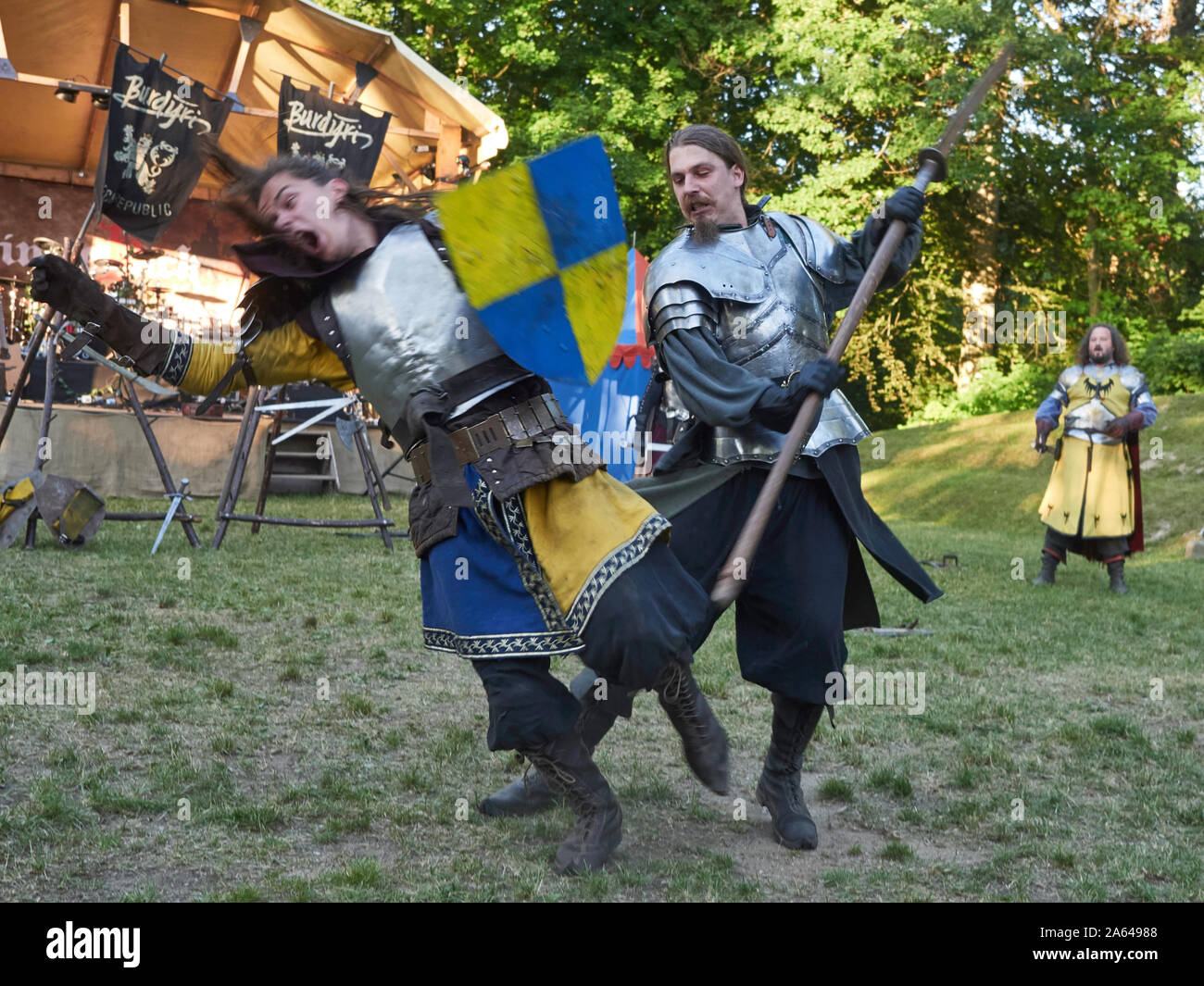 Middle age sword fighters in close combat Stock Photo - Alamy